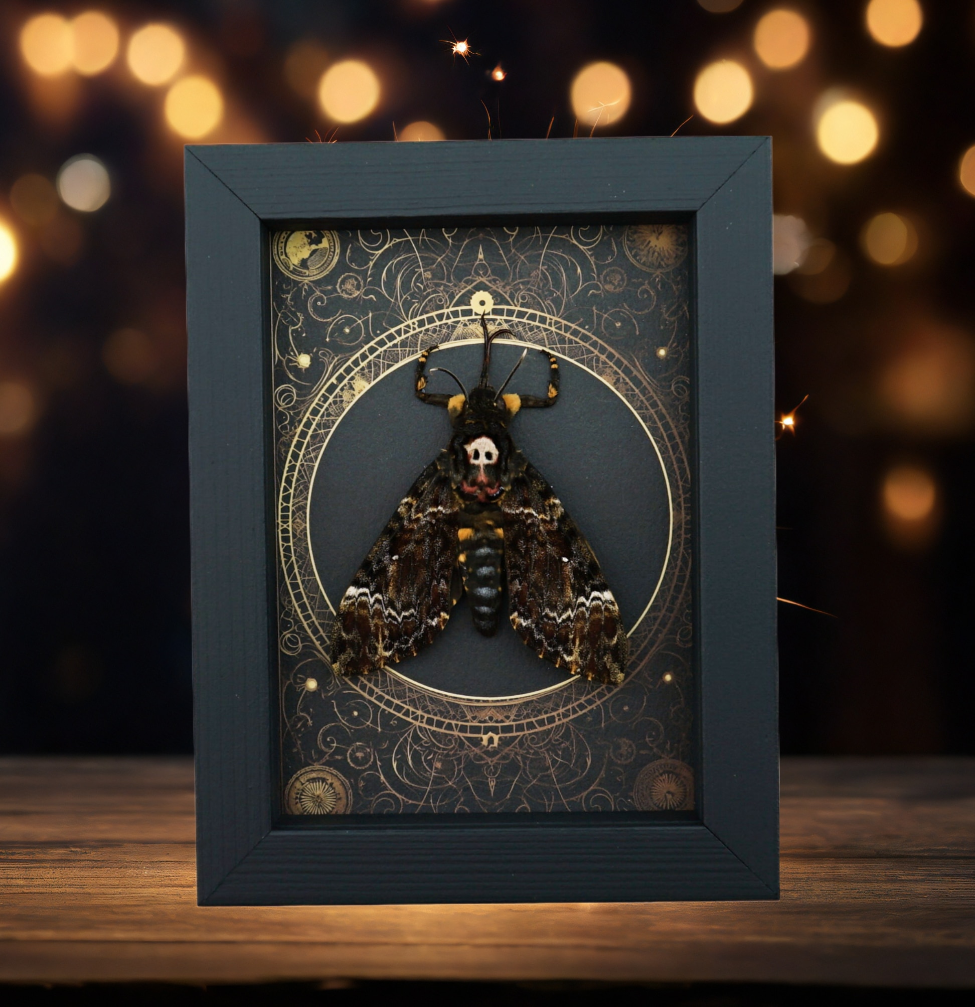 Real Death Head Moth - Steampunk Gothic Resting Creepy Eyes